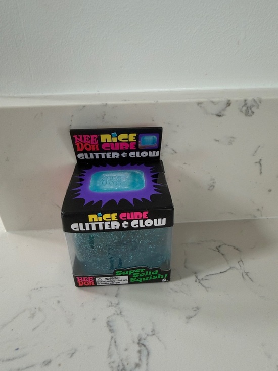 Toys | Needoh Nice Cube Glitter Glow Super Squid Squish Blue Glitter ...